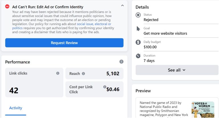 Facebook bans ads for award-winning Votes for Women board game’s new ...